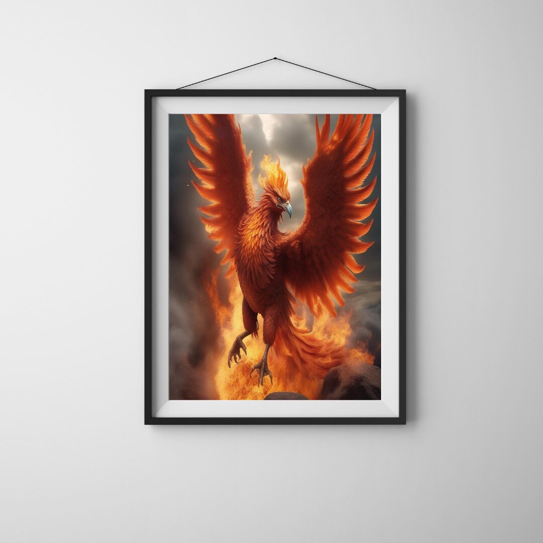 Rising Flames - Digital Phoenix Art Print, Mythical Phoenix Download ...