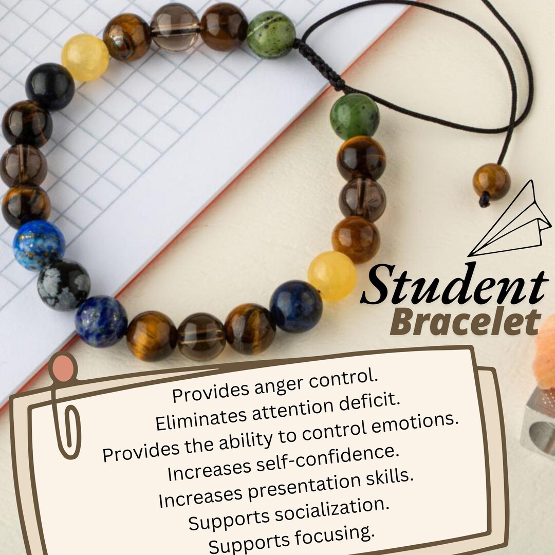 Focus and Study Aid Student Bracelet Natural Stones for Concentration ...