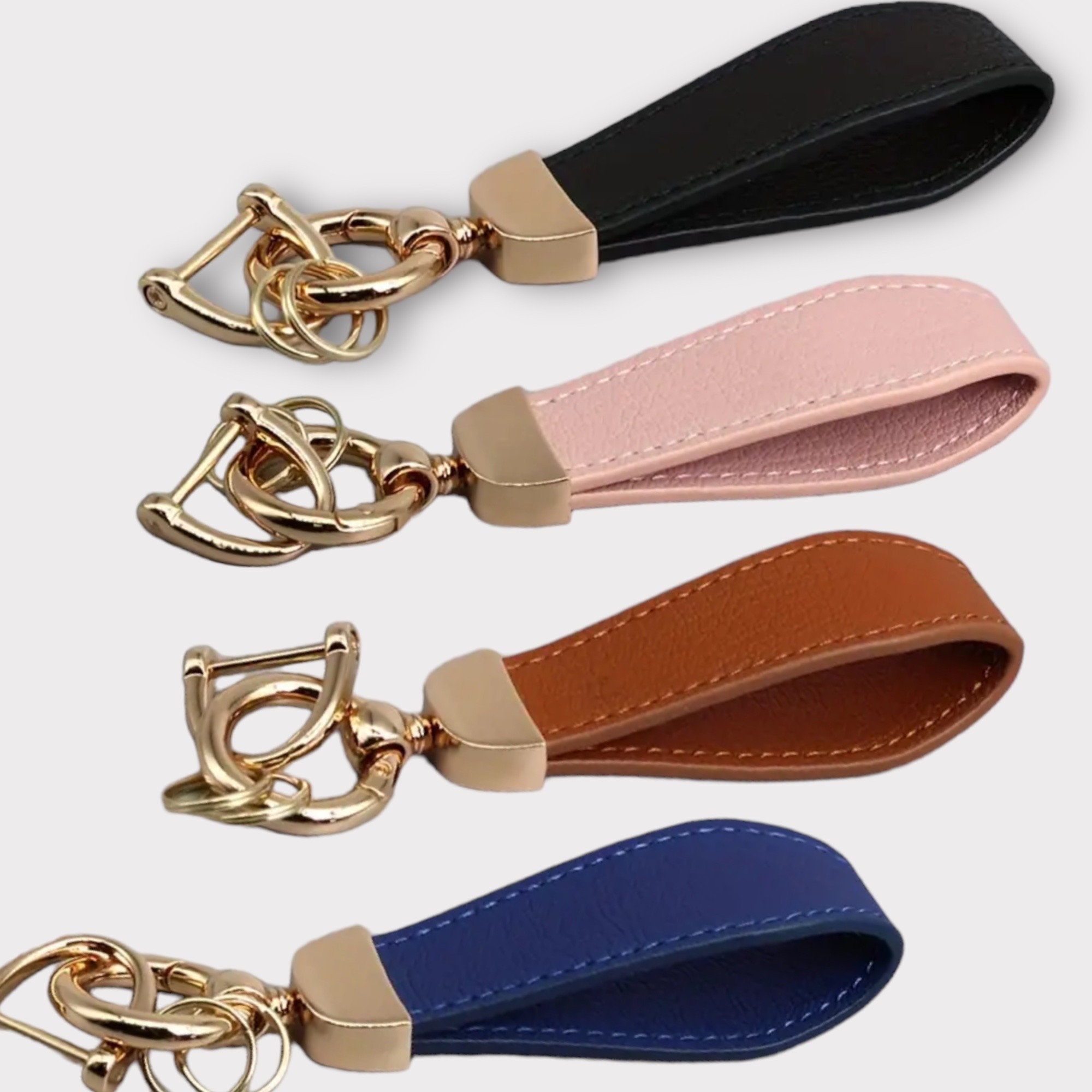 Personalized Keychain - Chic Faux Leather Keyring in Multiple Colors ...