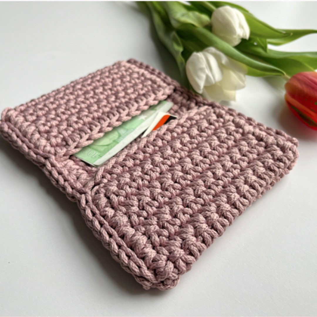 Crocheted Wallet, Handmade Business Card Holder, Knitted Small Wallet ...