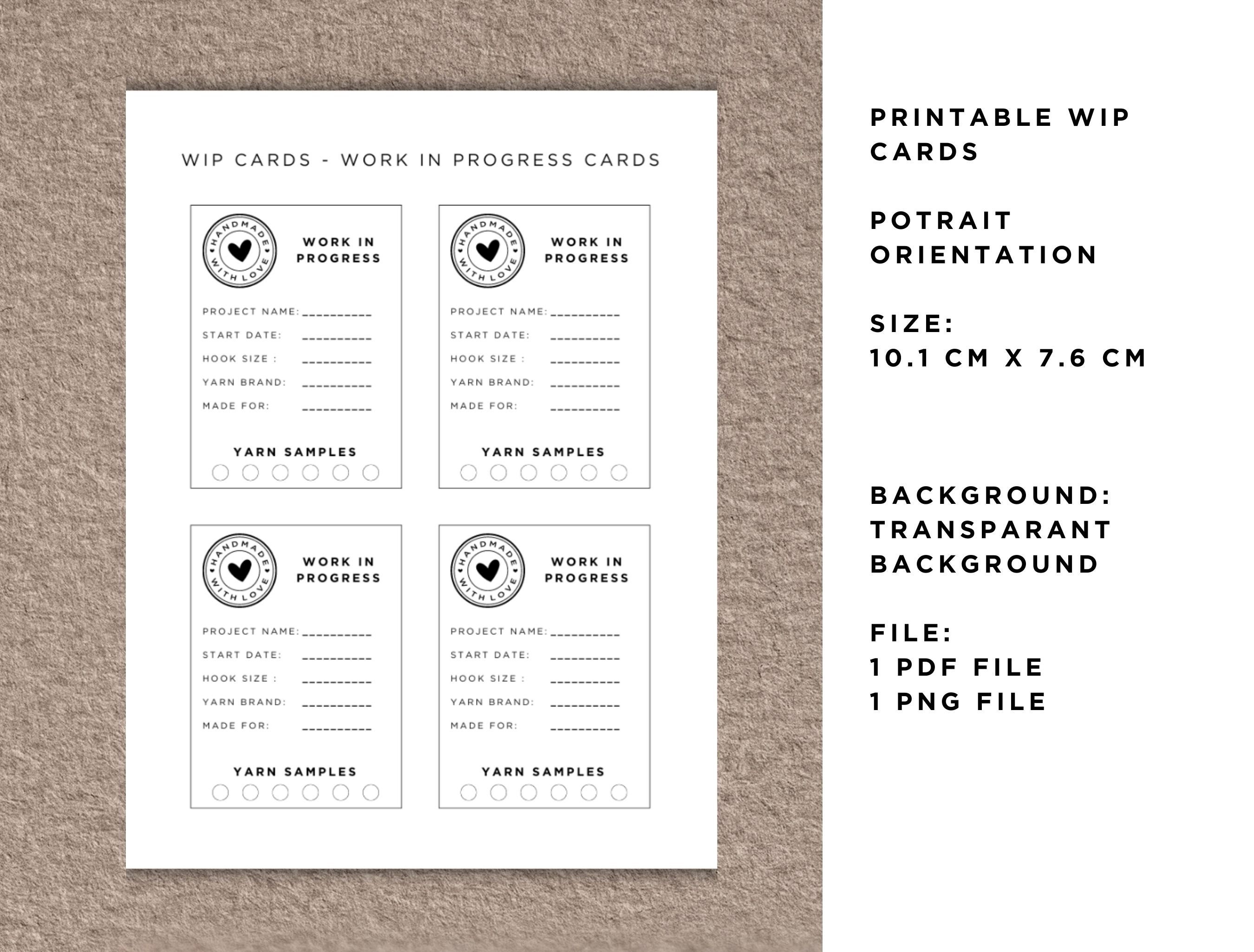 Work in Progress Tags, WIP Cards, Crochet and Knitting Project Tracker ...