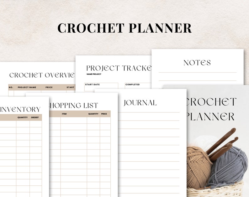 Crochet Planner Project Journal 10 Pages Printable PDF 3 Sizes A4, A5 ...