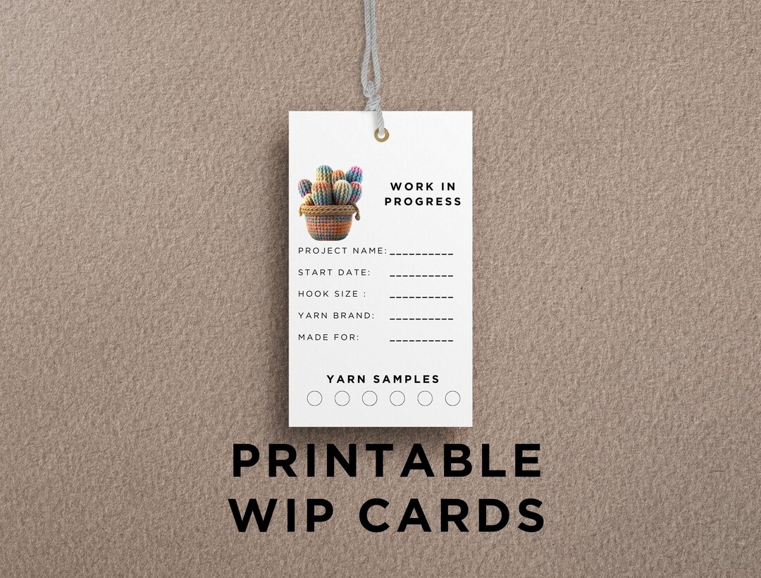 Work in Progress Cards, Printable Crochet Knitting Tags, Crochet ...