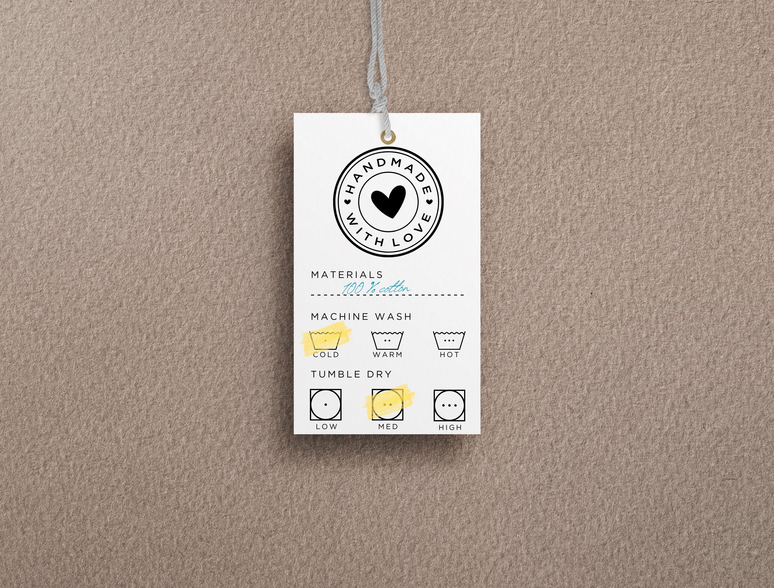 Washing Instructions Care Cards, Printable Care Tags Labels - 4 Colors ...