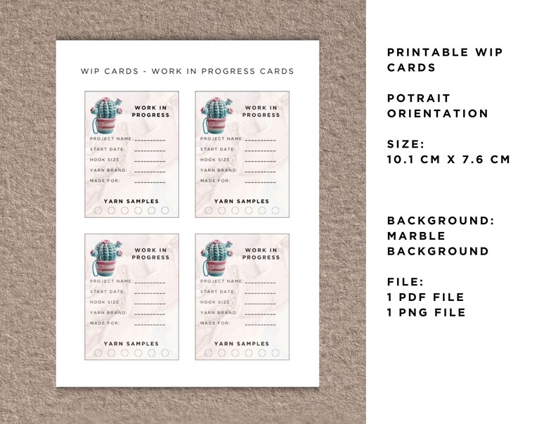 Printable WIP Cards, Crochet and Knitting Work in Progress Cards ...