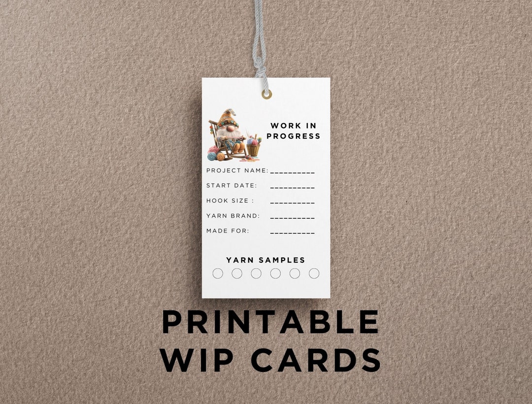 Work in Progress Cards, Tag for Handmade Crochet and Knitted Projects ...