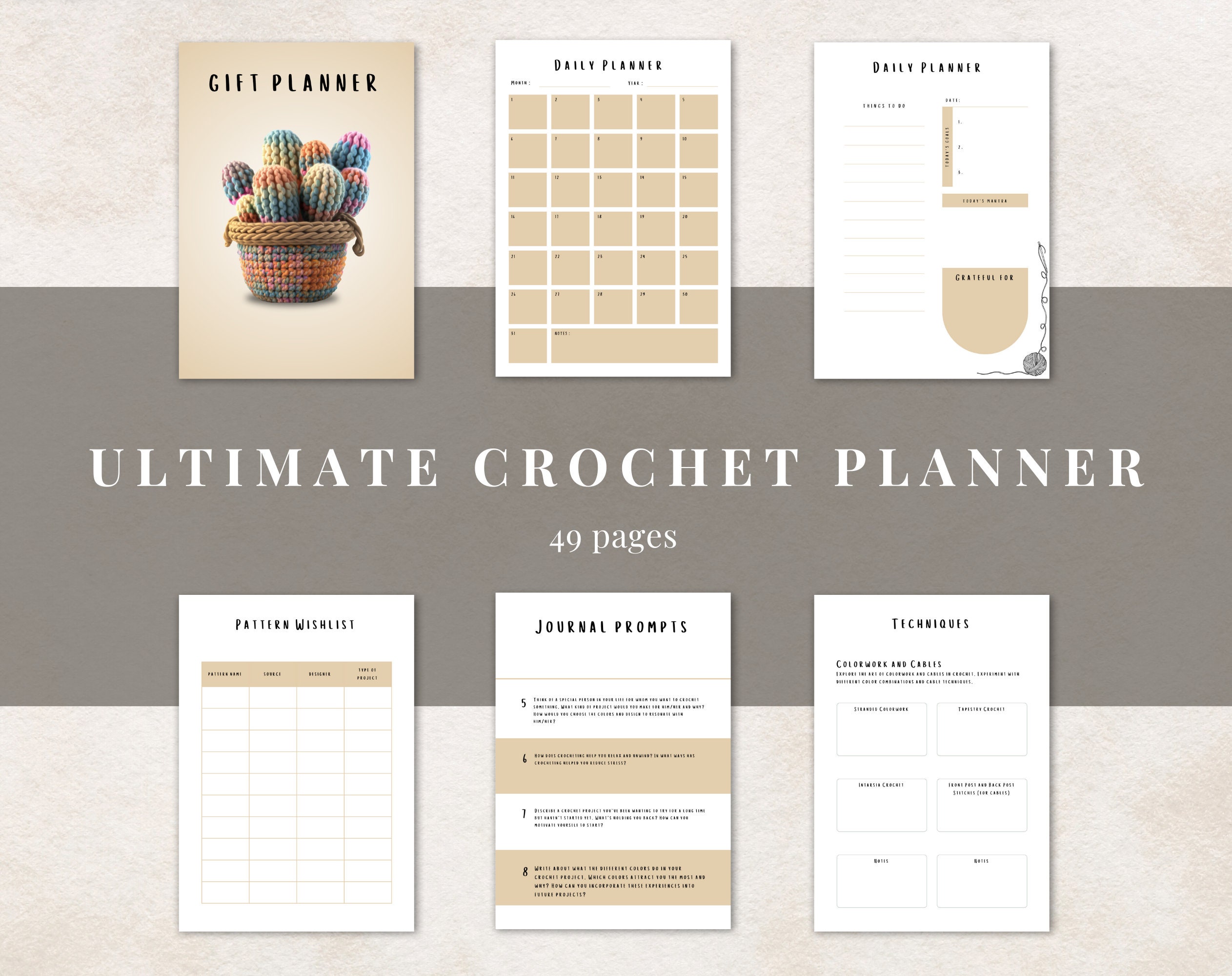 Printable Crochet Project Planner 49 Page PDF to Organize and Track ...