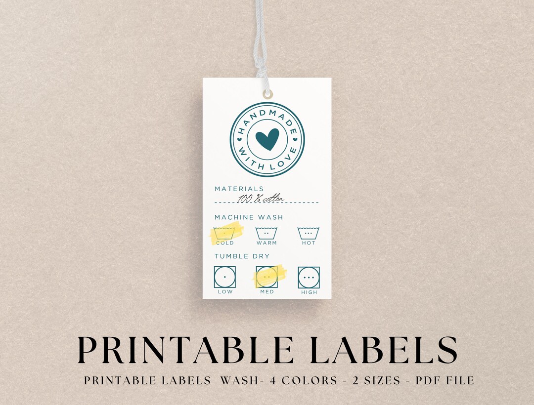 Care Instructions Cards Wash Label - Printable Care Tags Labels - 4 ...
