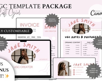 UGC Template Package: Portfolio, Rate Card, Invoice, Email Signature ...