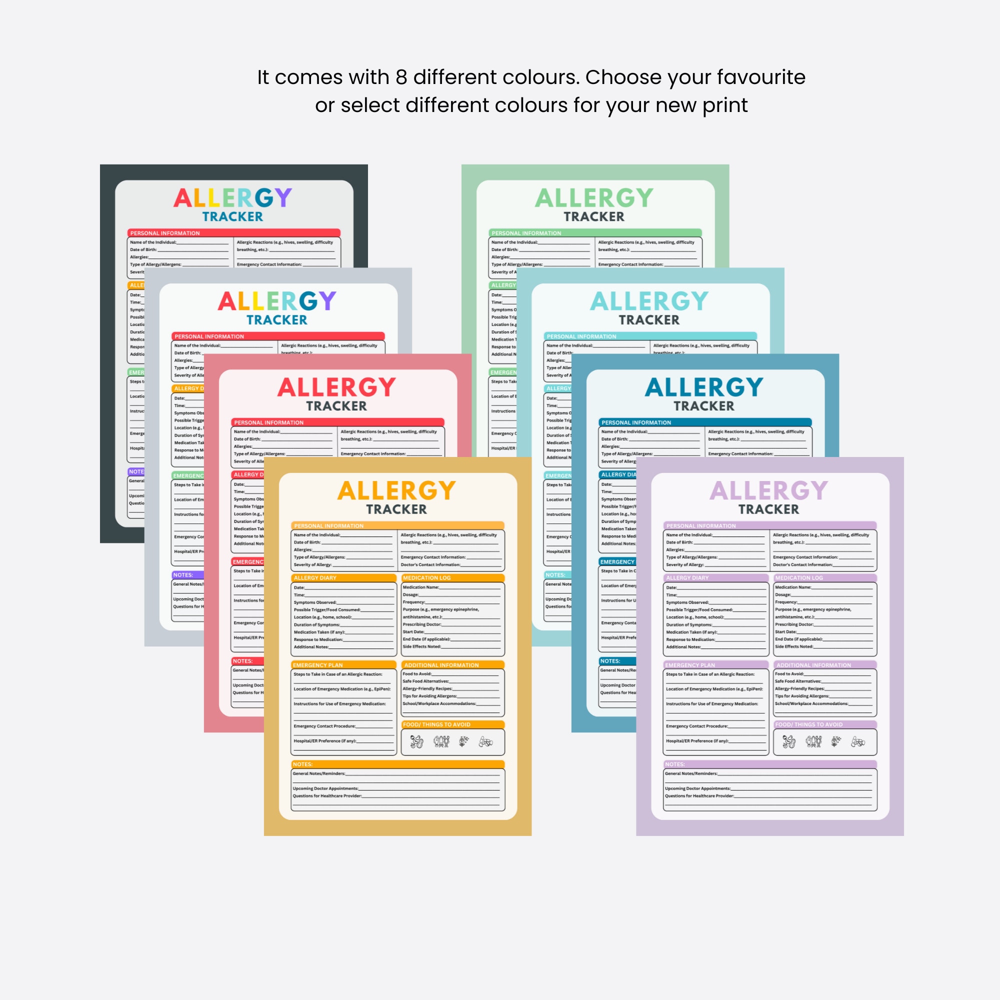 Printable Food Allergy Tracker Template | Food Allergy Label | Allergy Alert | Food Allergy Card ...