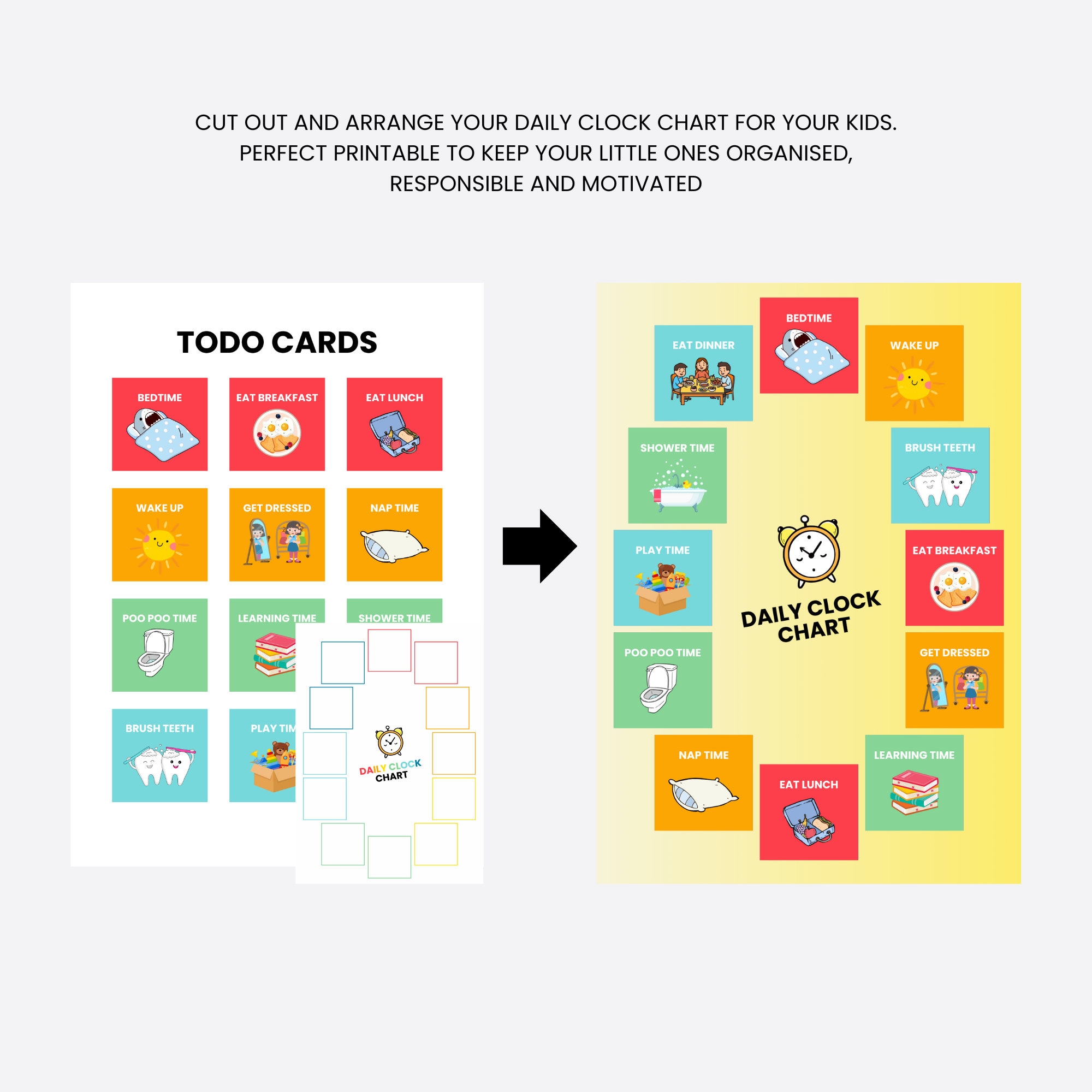 Daily Routine Cards | Printable Full Day Chart | Kids Daily Task List ...
