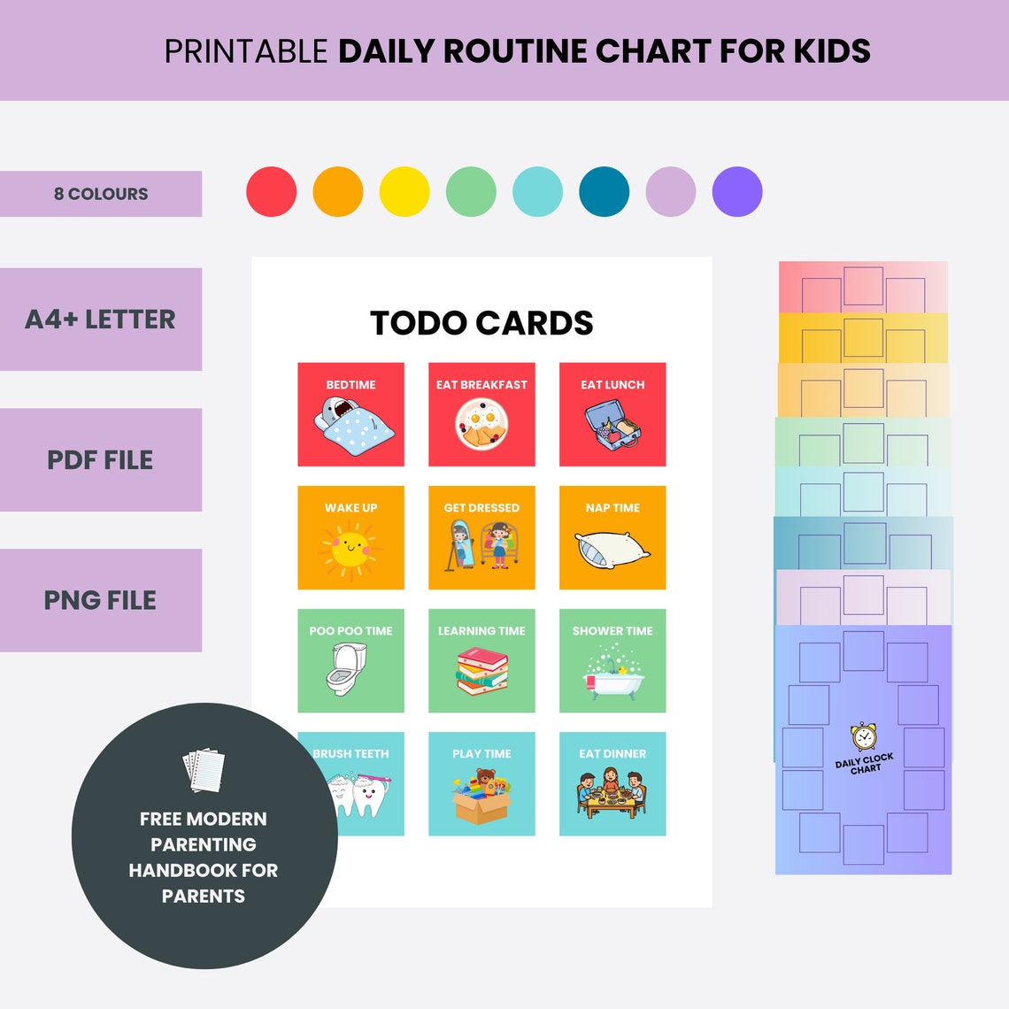 Daily Routine Cards Printable Full Day Chart Kids Daily Task List ...