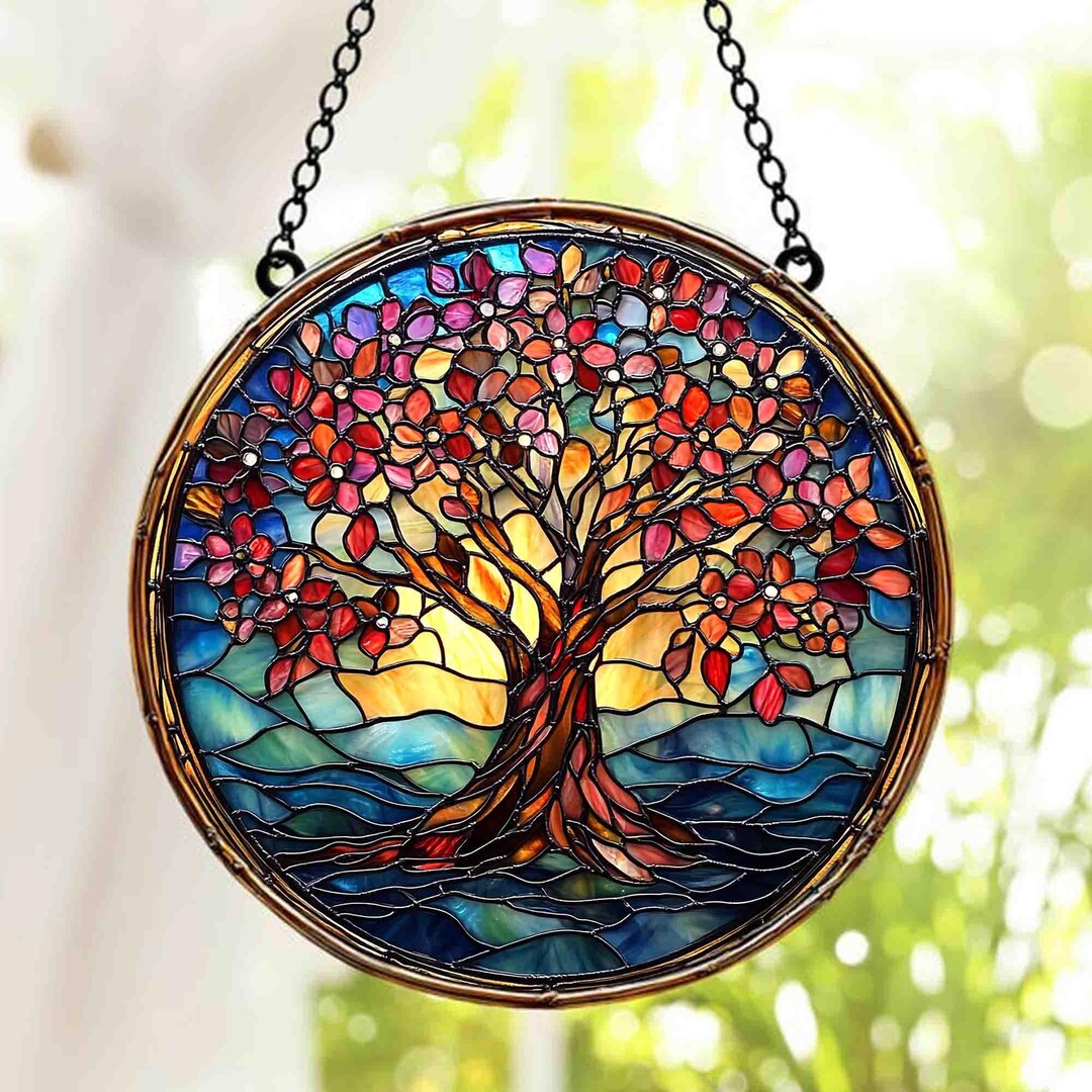 Tree of Life Stained Acrylic Suncatcher Decor, Tree of Life Window ...