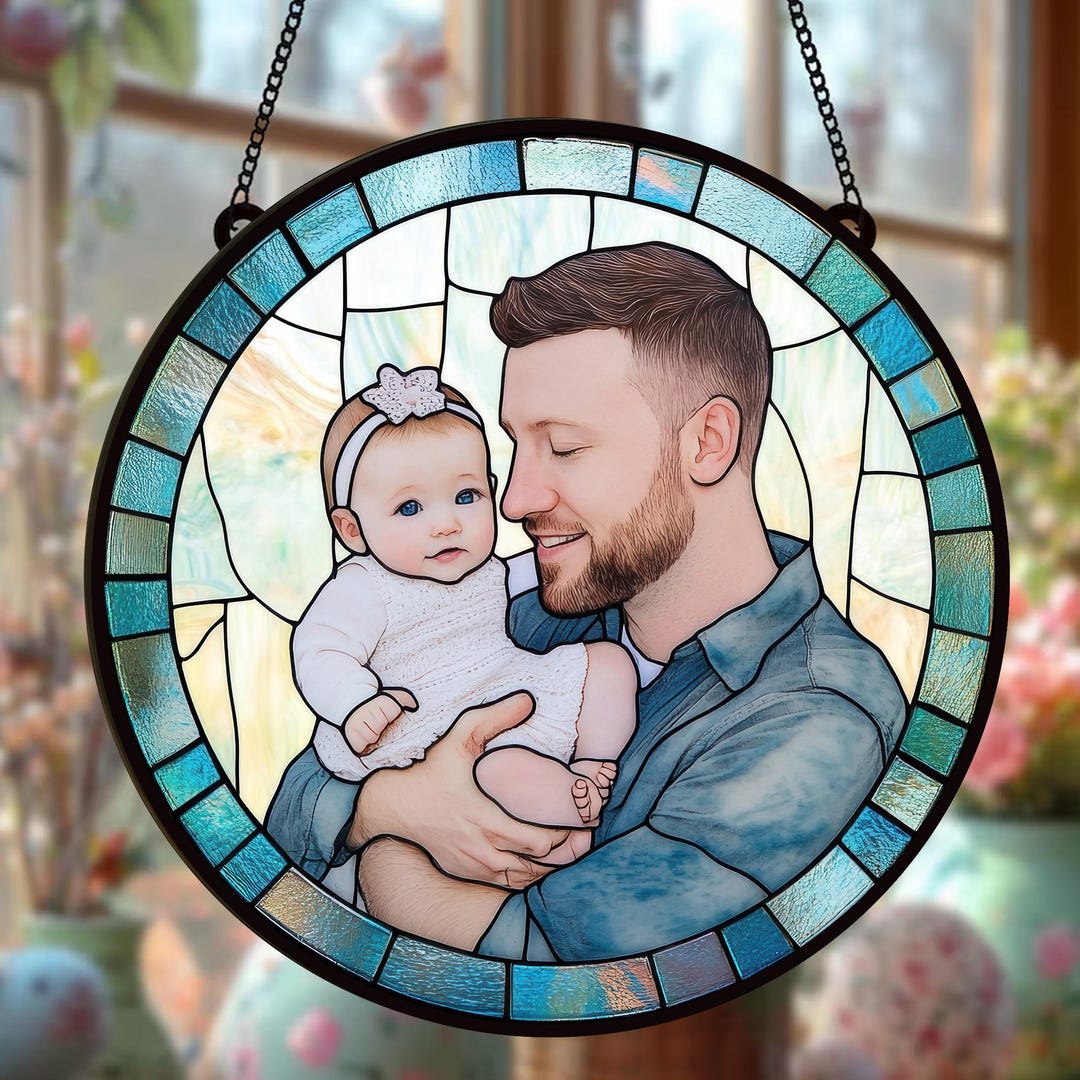 Personalized Photo Suncatcher: Dad & Daughter Acrylic Window Art - Etsy