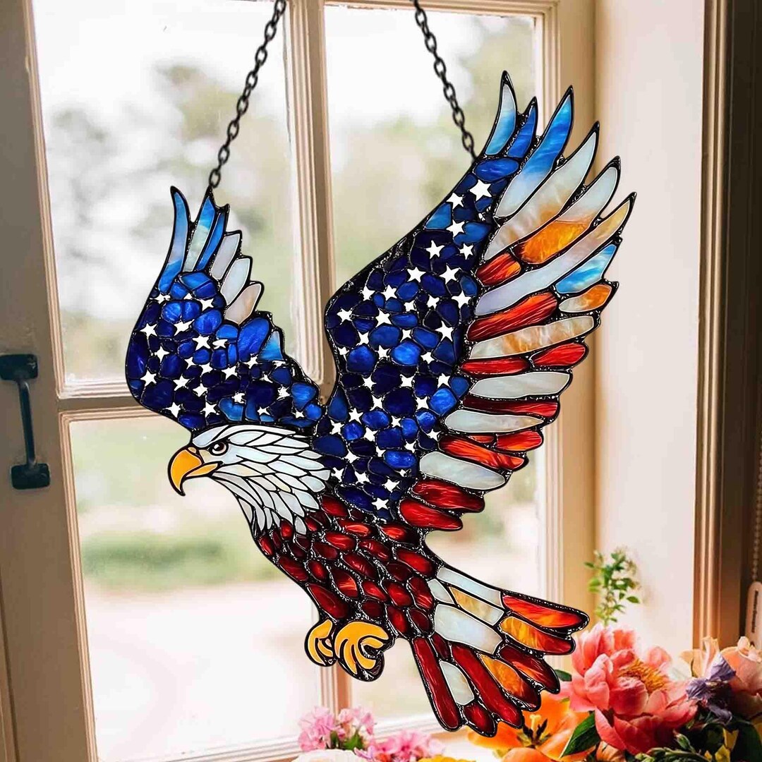 American Eagle Acrylic Window Hanging, Acrylic With American Flag ...