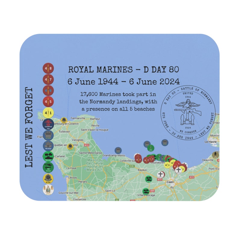 Mouse Pad D Day 80 Operation Neptune Overlord Royal Marines Omaha Utah ...