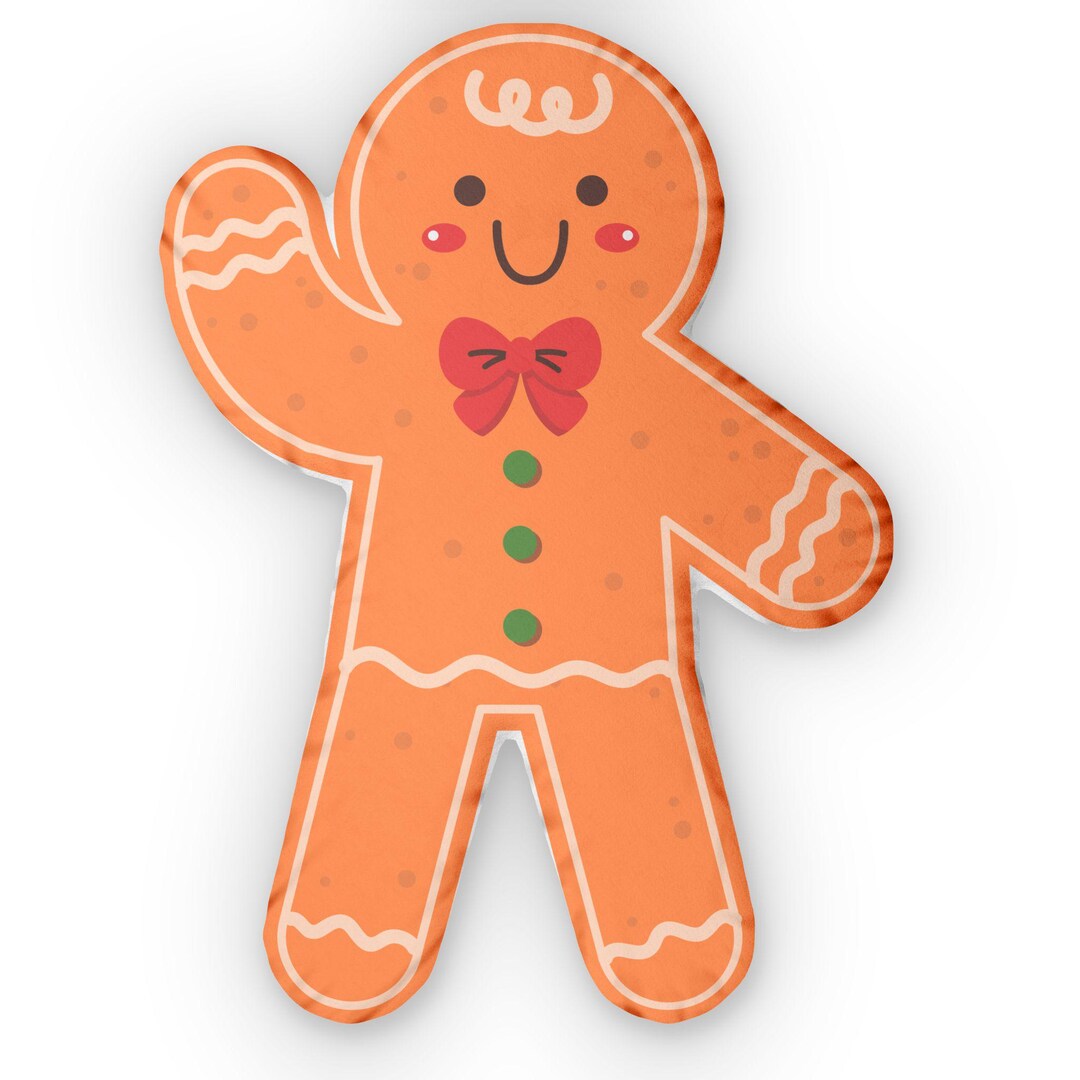 Gingerbread Man Shaped Pillow Christmas Gift Cute Custom Xmas Present ...