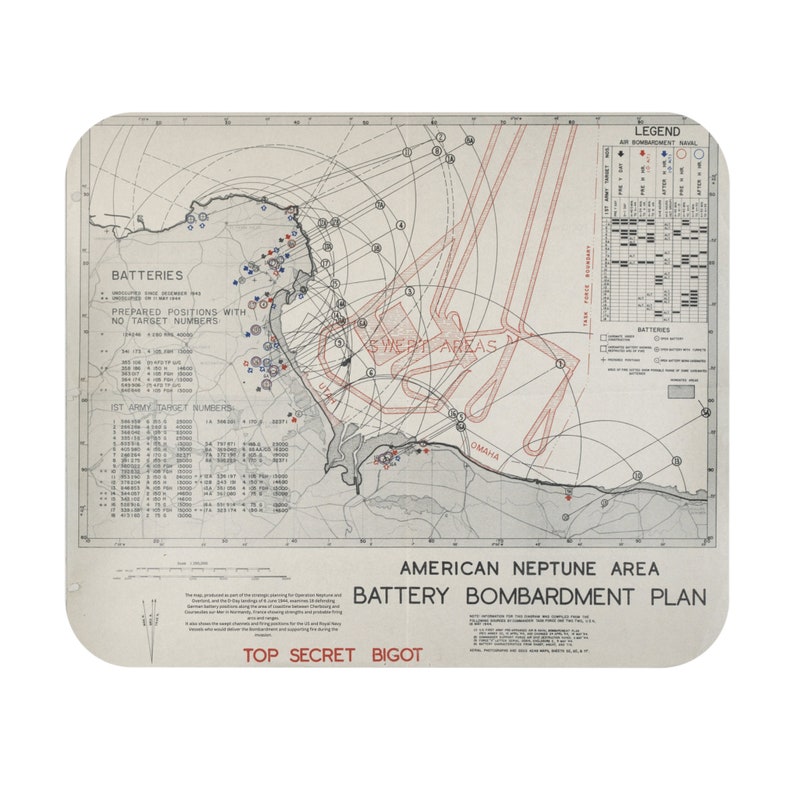 Mouse Pad D Day 80 Operation Neptune US Bombardment Map Showing Utah ...