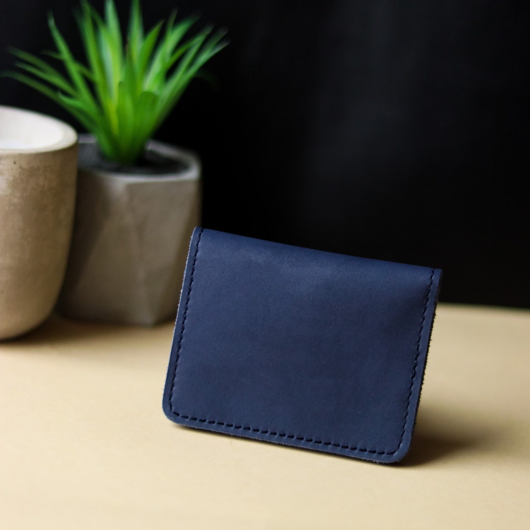 Blue Leather Card Holder, Custom Card Holder, Leather Gifts, Mens ...
