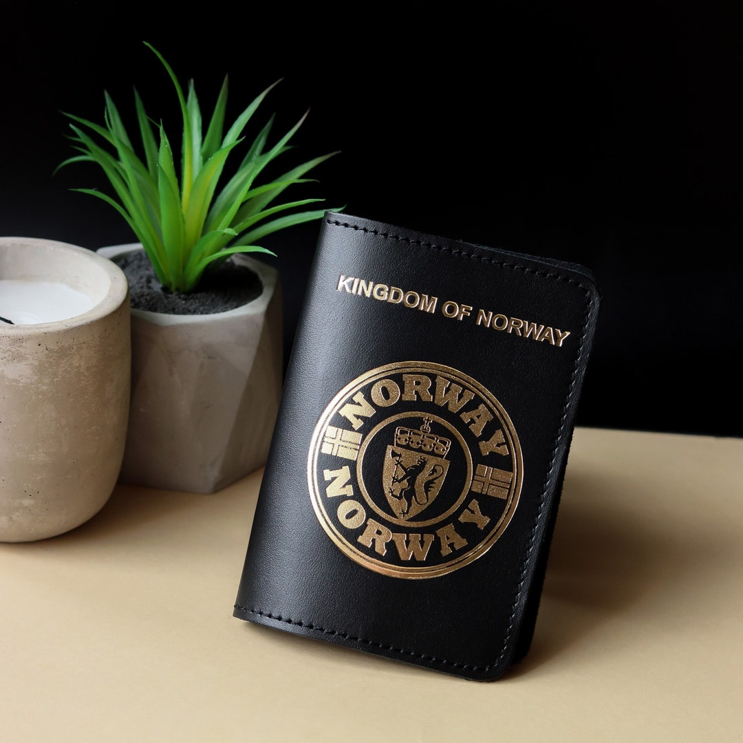 Leather Norway Passport Cover, Document Holder, Black Leather Passport ...