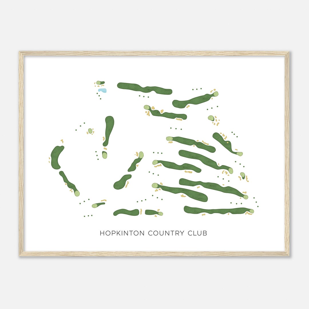 Hopkinton Country Club, Massachusetts - Modern Watercolor Map | Golfer ...