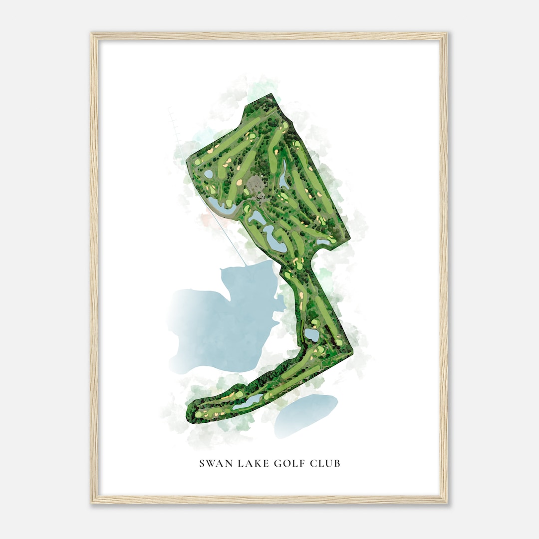 Swan Lake Golf Club, New York - Classic Watercolor Map | Golfer Gift ...