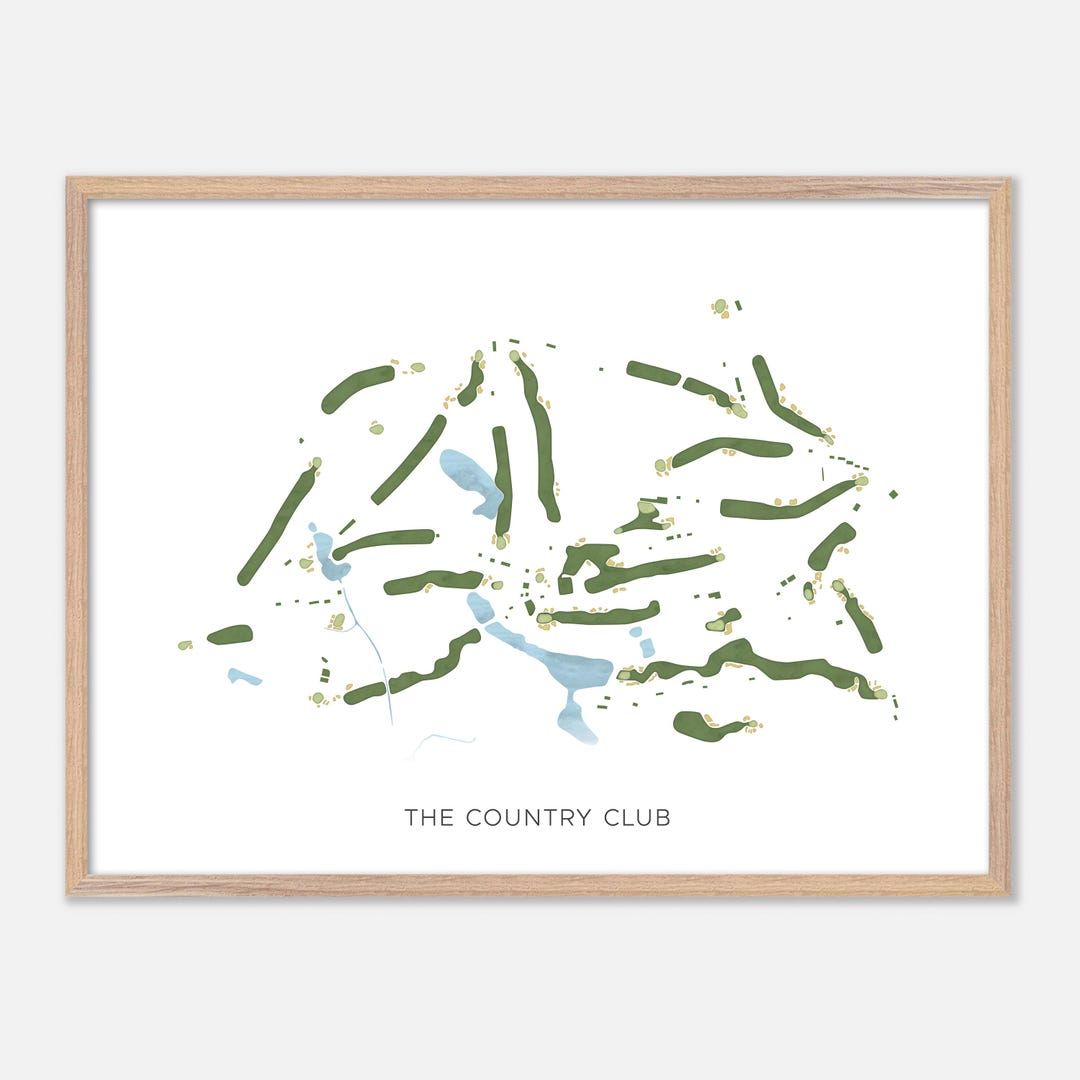 The Country Club in Brookline, Massachusetts - Modern Watercolor Map ...