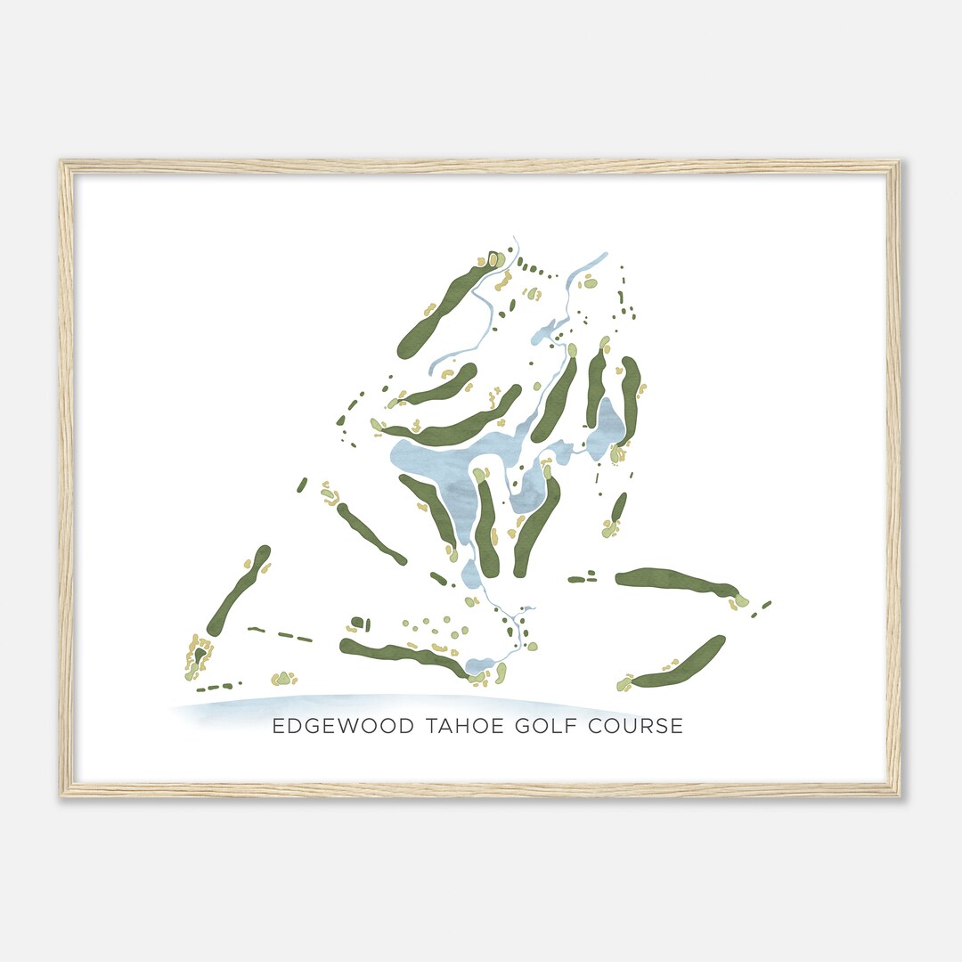 Edgewood Tahoe Golf Course, Nevada - Modern Watercolor Map | Golfer ...