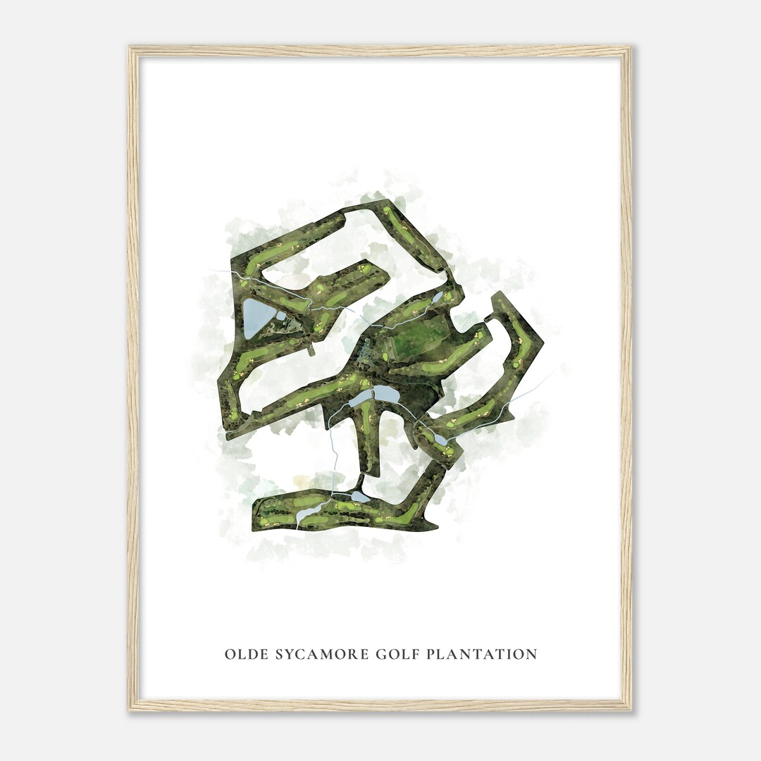 Olde Sycamore Golf Plantation, North Carolina - Classic Watercolor Map ...