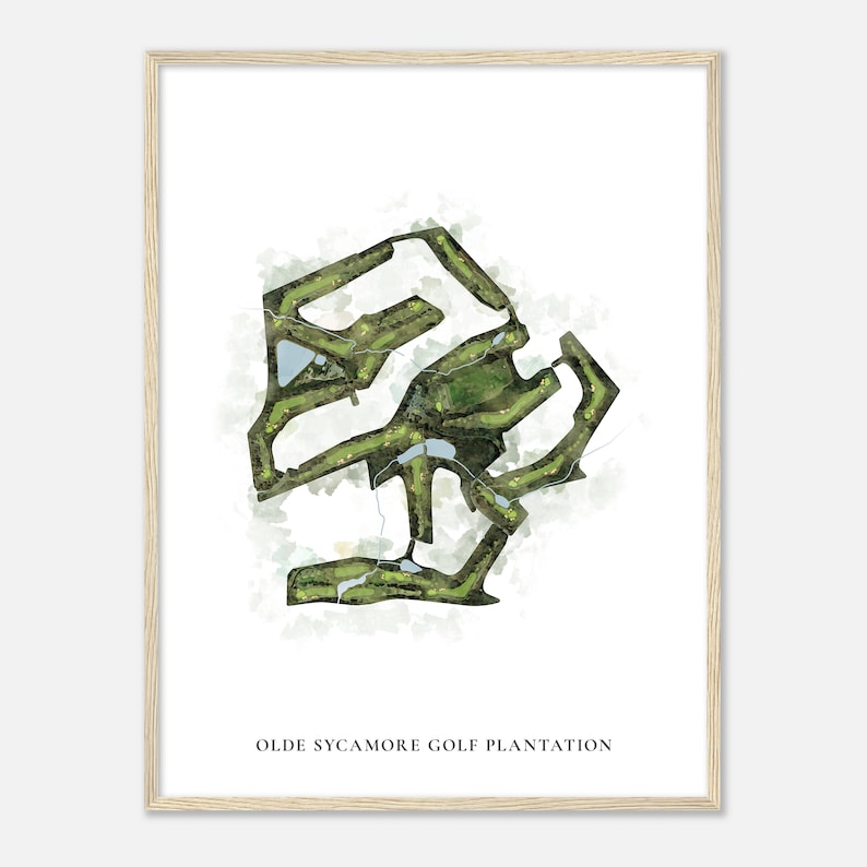 Olde Sycamore Golf Plantation, North Carolina - Classic Watercolor Map ...