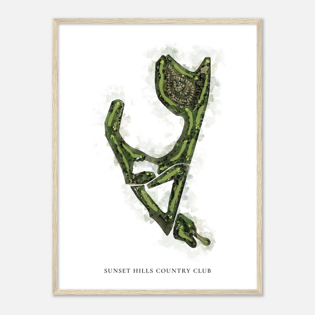 Sunset Hills Country Club, California - Classic Watercolor Map | Golfer ...