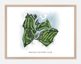 Maplecrest Country Club, Wisconsin - Classic Watercolor Map | Golfer ...
