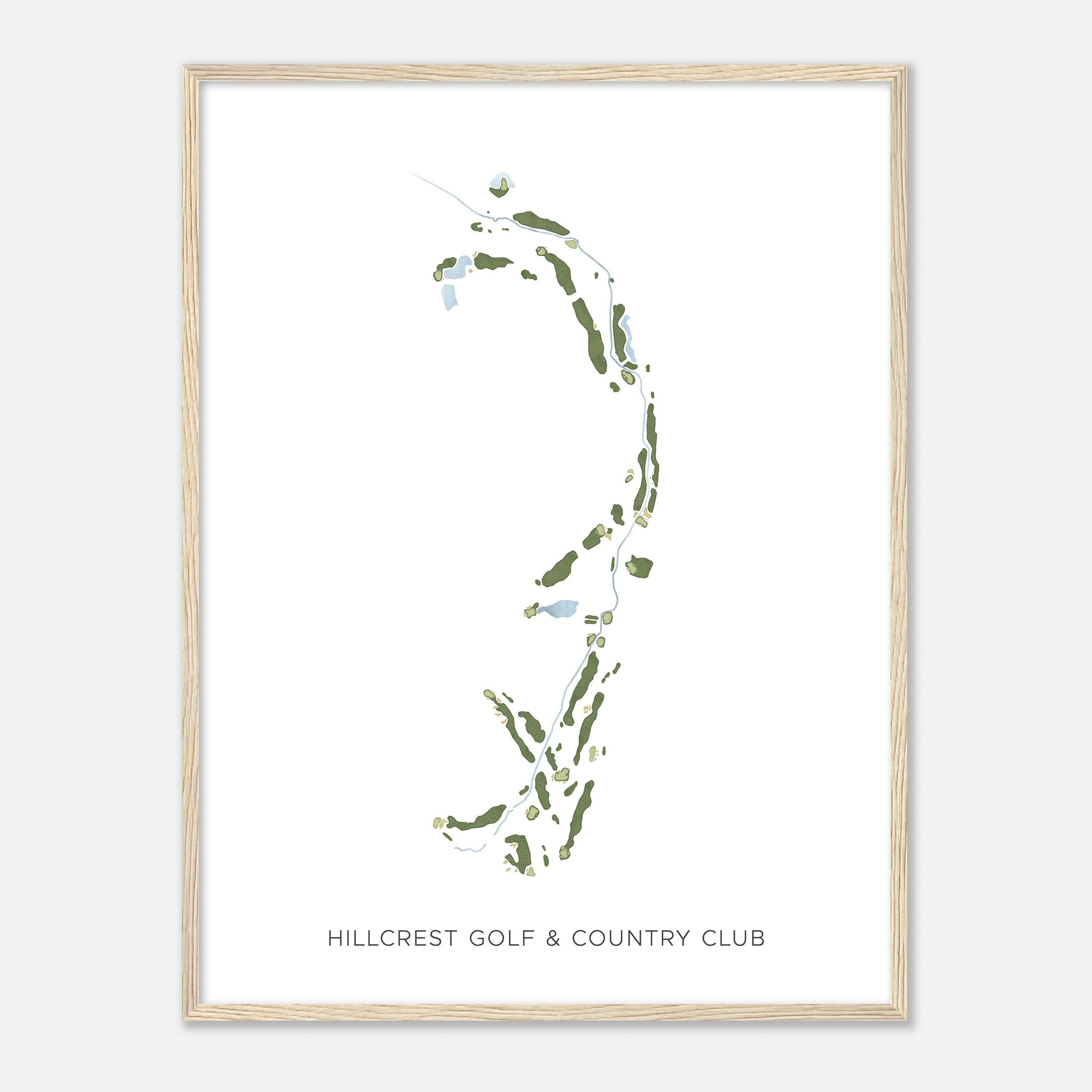 Hillcrest Golf & Country Club, Indiana Modern Watercolor Map Golfer ...