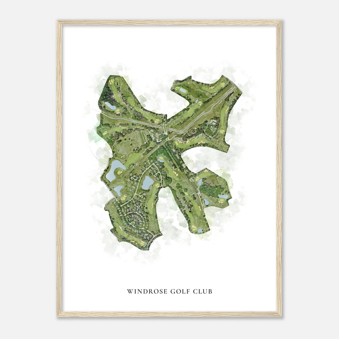 Windrose Golf Club, Texas - Classic Watercolor Map | Golfer Gift, Golf ...