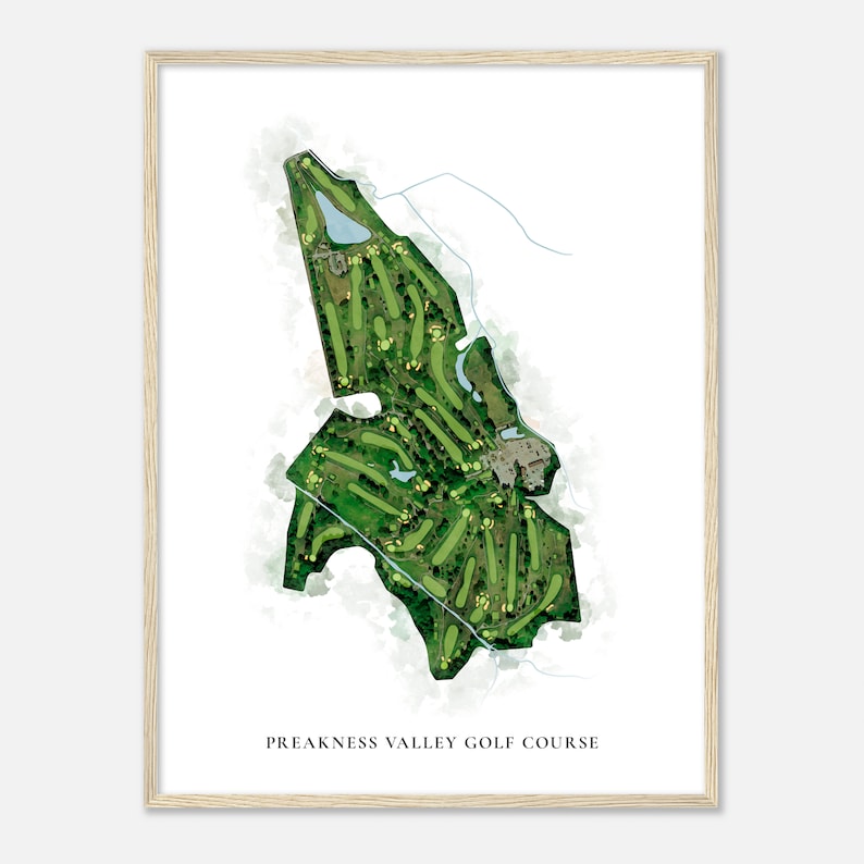 Preakness Valley Golf Course, New Jersey Classic Watercolor Map Golfer ...