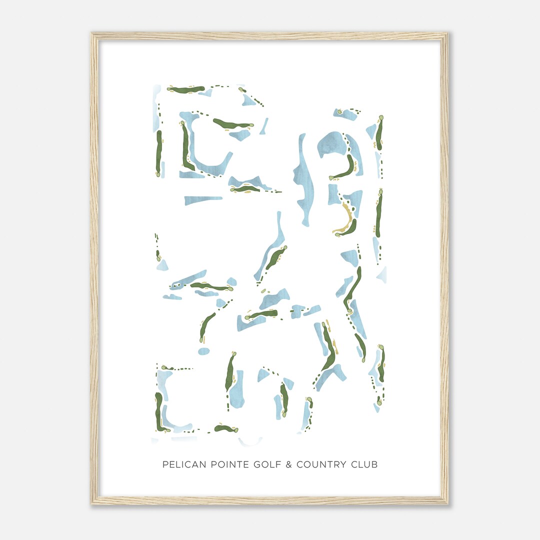 Pelican Pointe Golf & Country Club, Florida - Modern Watercolor Map ...