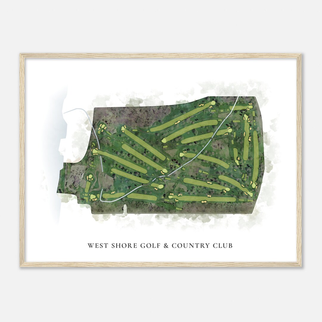 West Shore Golf & Country Club, Michigan - Classic Watercolor Map ...