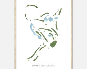 Oak Crest Golf Course, Michigan Modern Watercolor Map Golfer Gift, Golf ...
