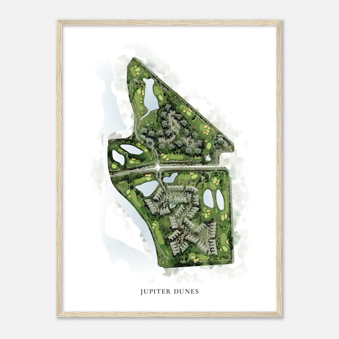 Jupiter Dunes, Florida - Classic Watercolor Map | Golfer Gift, Golf ...