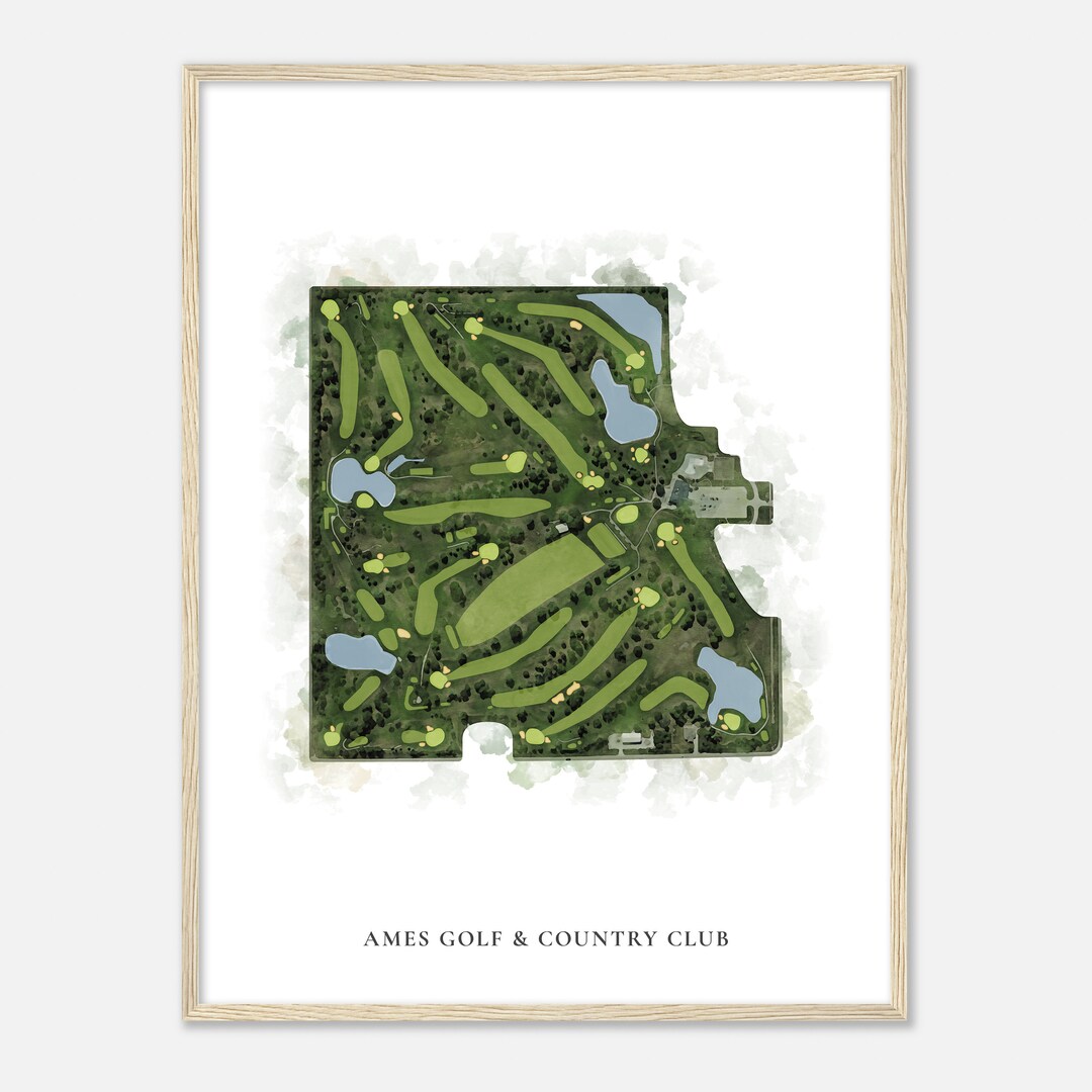 Ames Golf & Country Club, Iowa - Classic Watercolor Map | Golfer Gift ...