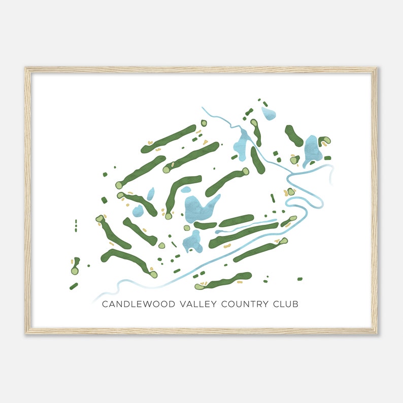 Candlewood Valley Country Club, Connecticut - Modern Watercolor Map ...