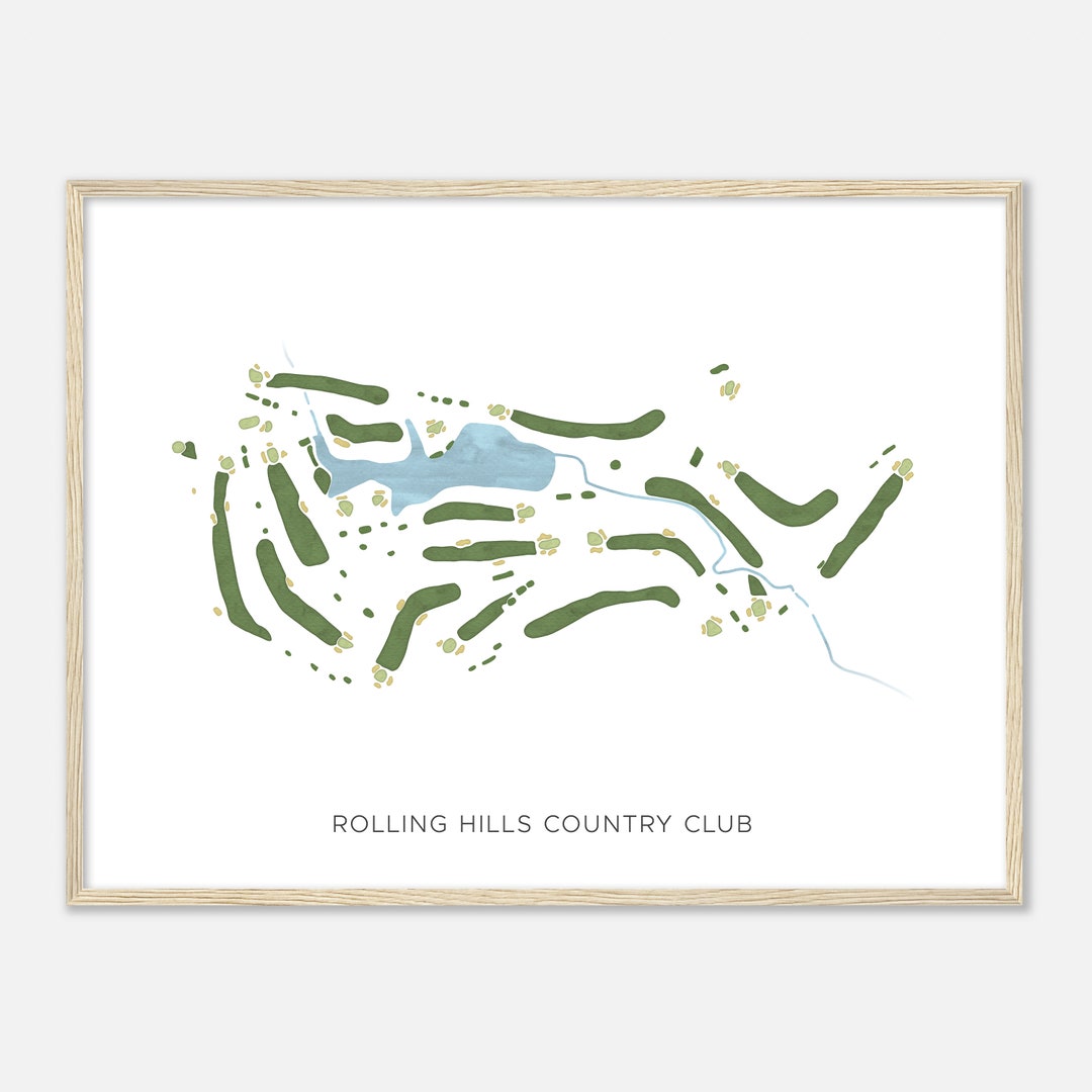 Rolling Hills Country Club, North Carolina - Modern Watercolor Map ...