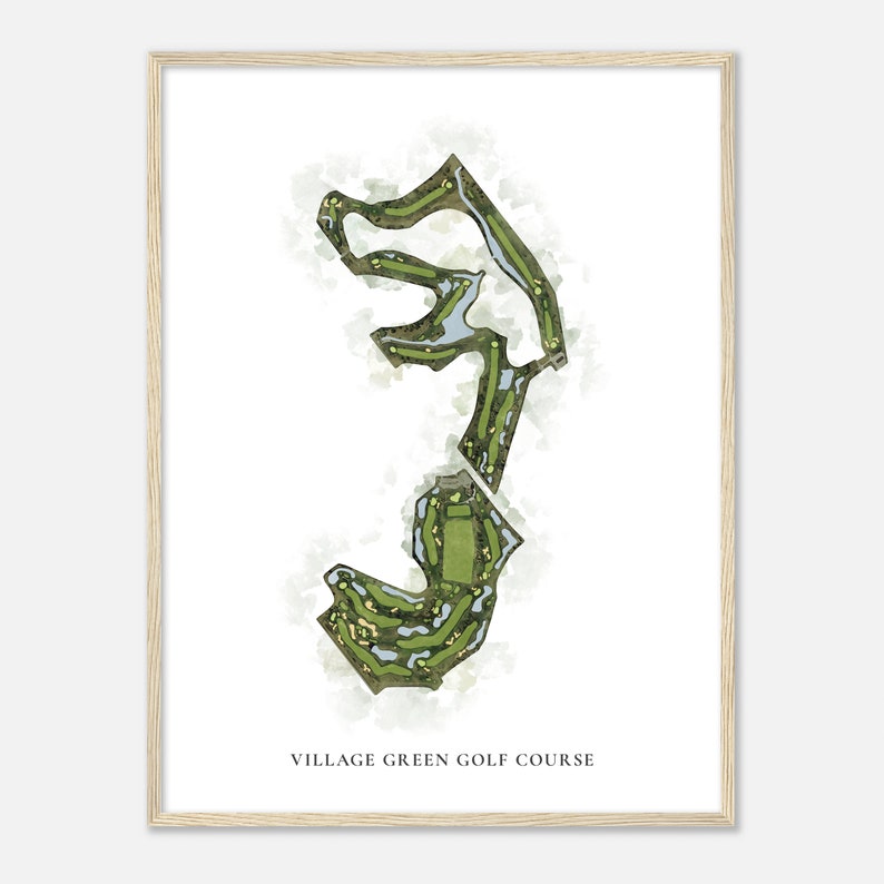 Village Green Golf Course, Minnesota - Classic Watercolor Map | Golfer ...