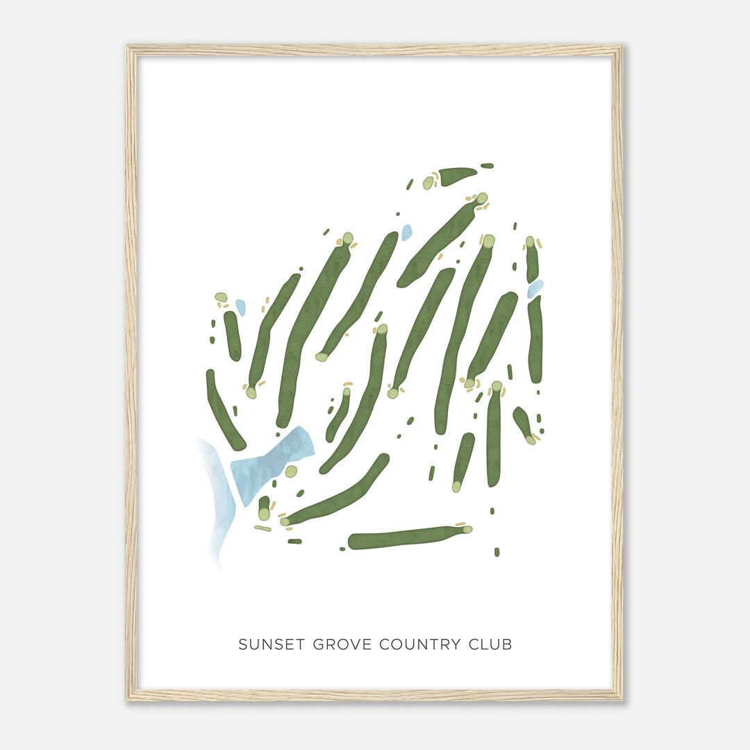 Sunset Grove Country Club, Texas - Modern Watercolor Map | Golfer Gift ...