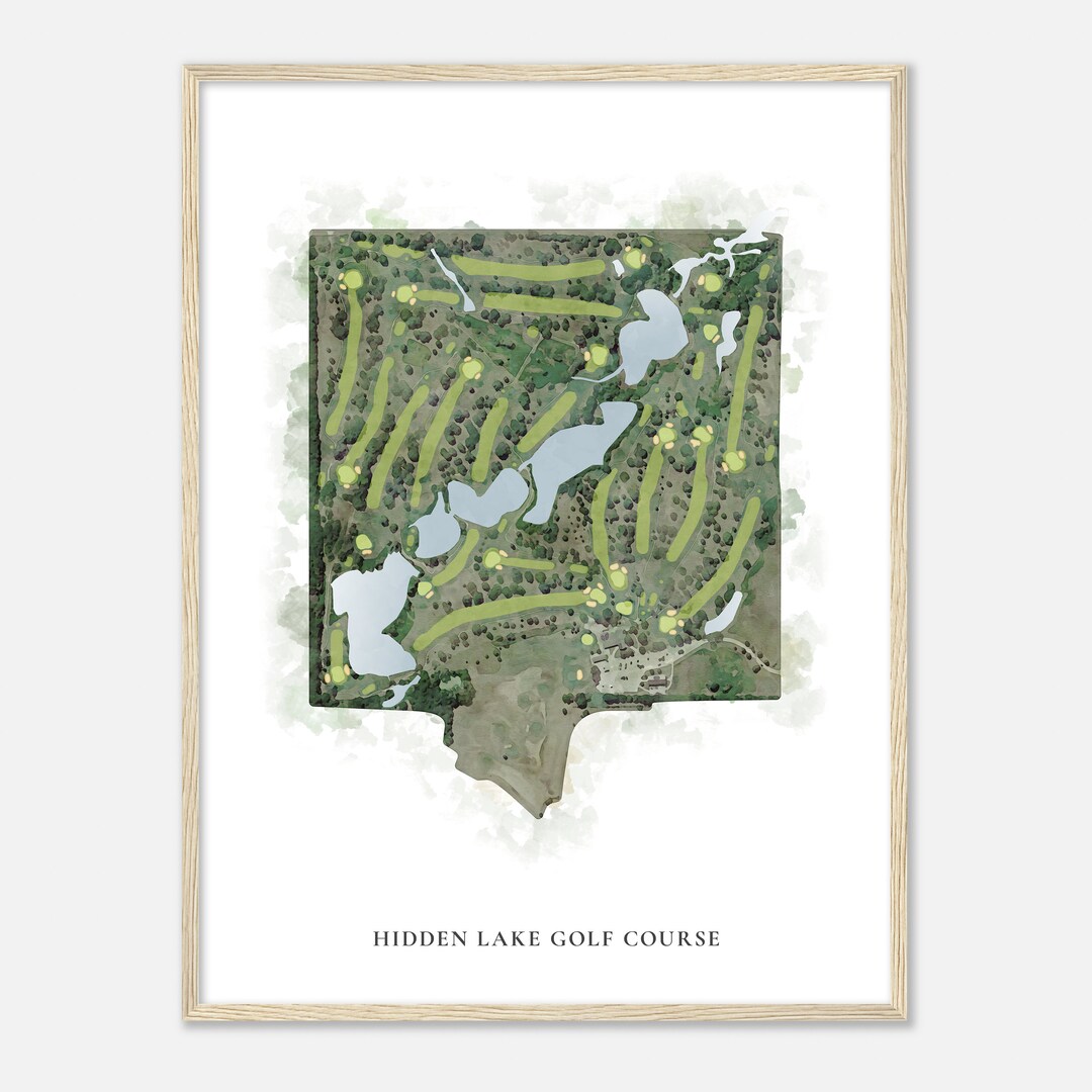 Hidden Lake Golf Course, Kansas Classic Watercolor Map Golfer Gift ...