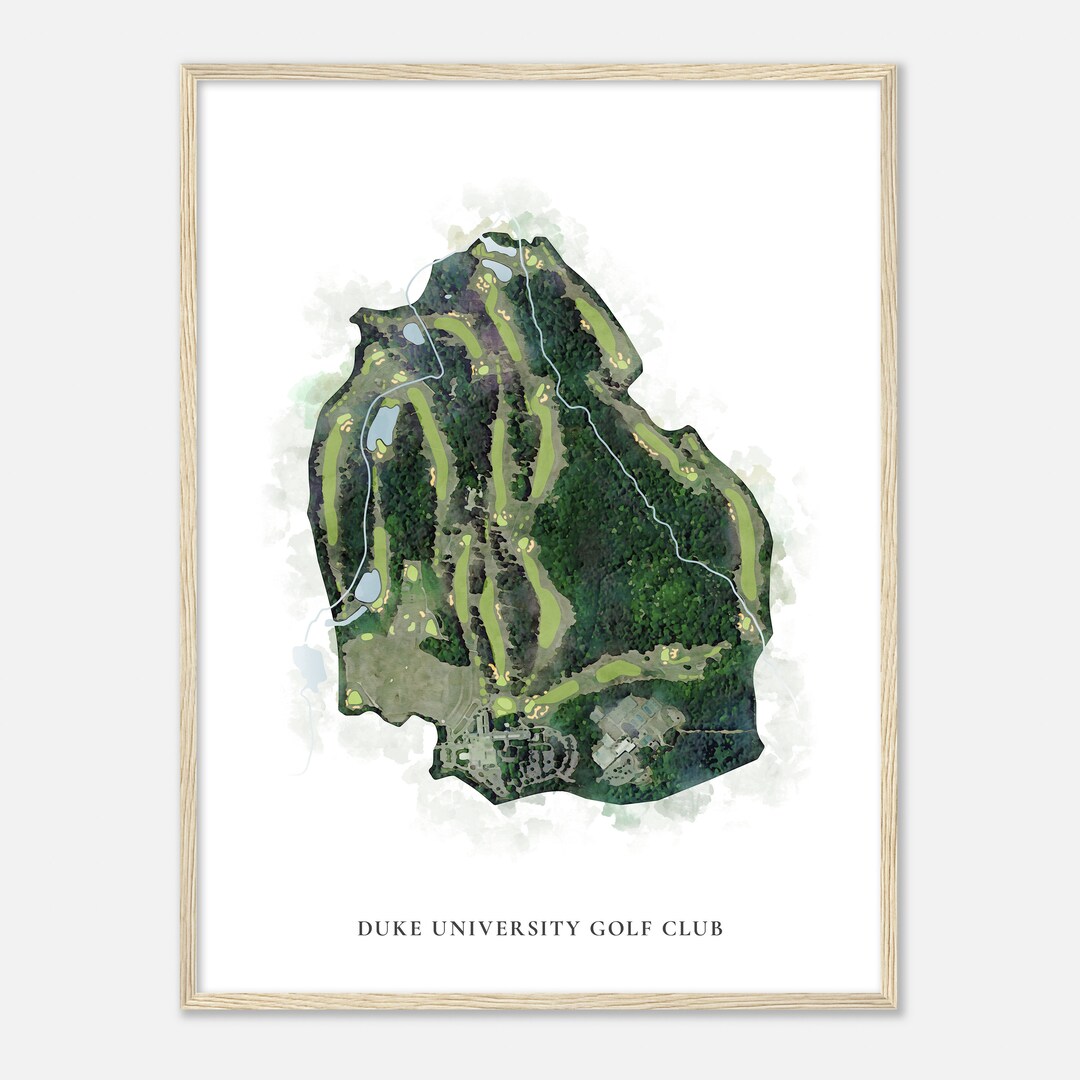 Duke University Golf Club, North Carolina - Classic Watercolor Map ...