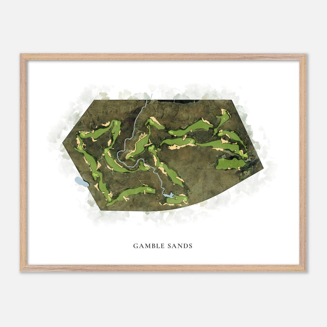 Gamble Sands in Brewster, Washington - Classic Watercolor Map | Golfer ...