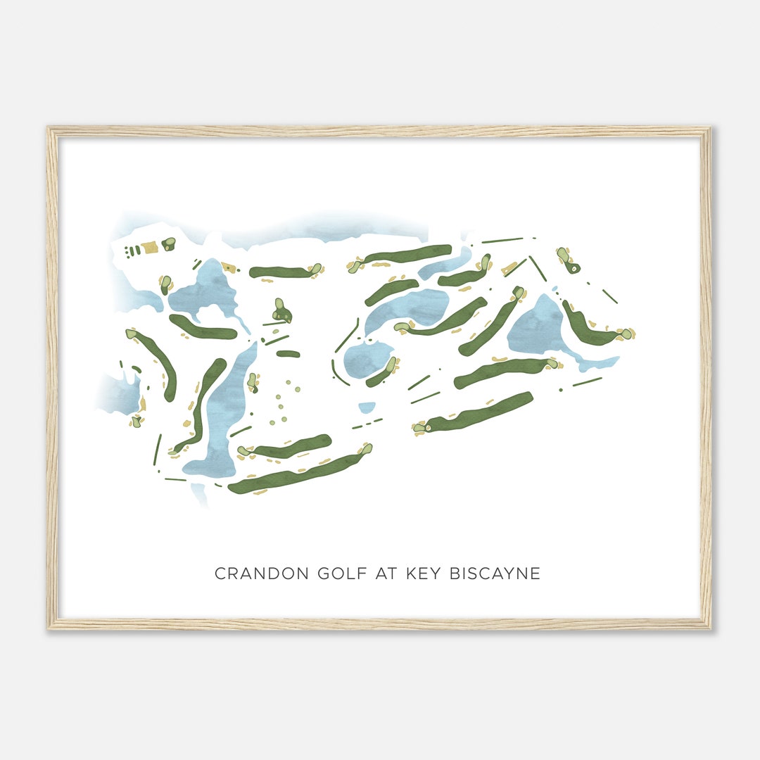 Crandon Golf at Key Biscayne, Florida - Modern Watercolor Map | Golfer ...