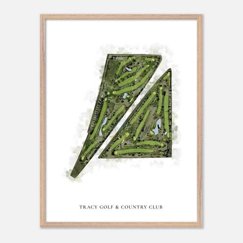 Tracy Golf & Country Club in Tracy, California - Classic Watercolor Map ...