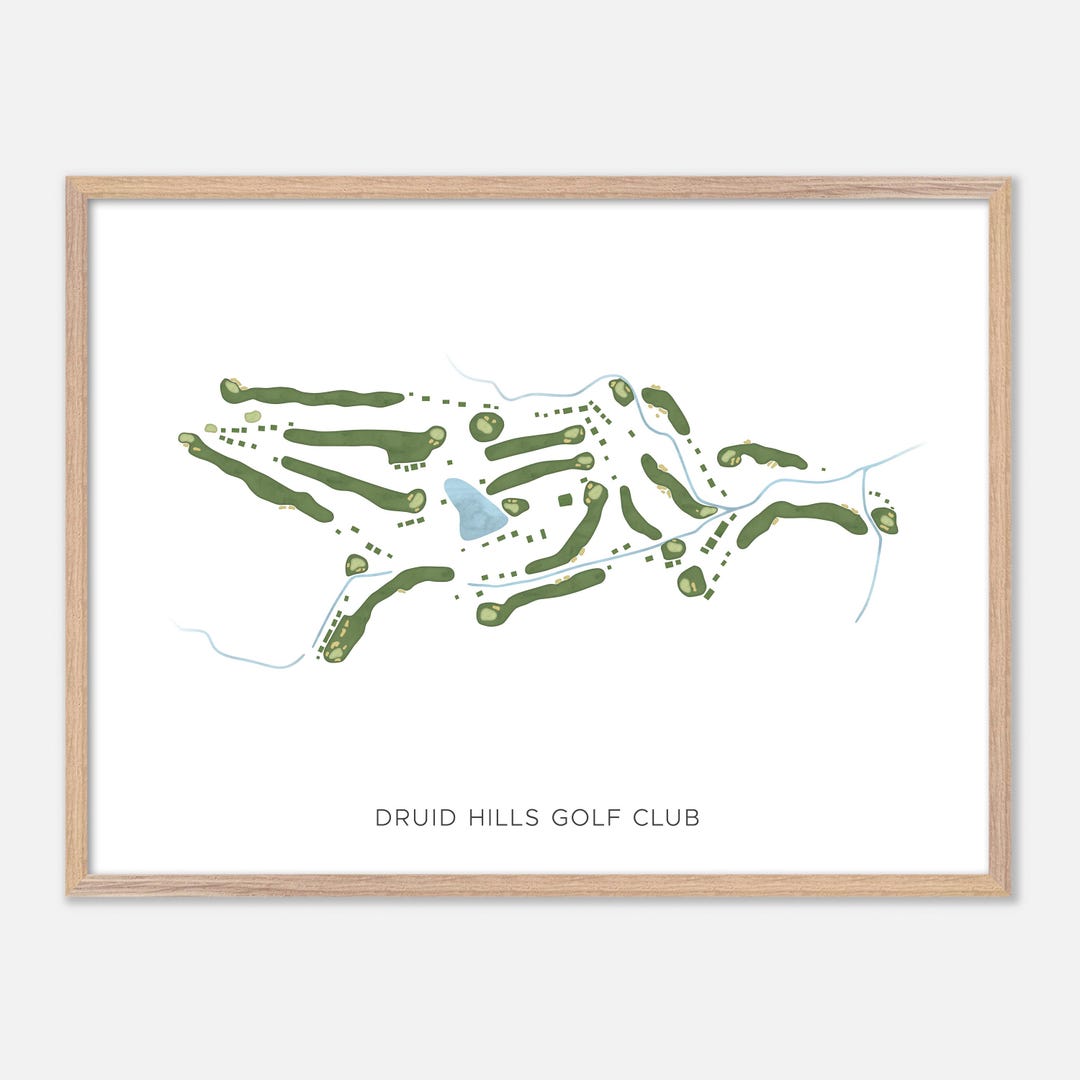 Druid Hills Golf Club In Atlanta Georgia Modern Watercolor Map